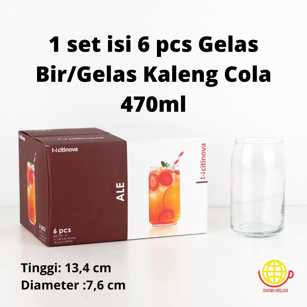 Jual 1 set isi 6 buah Gelas Bir Citinova Ale 470ml/Gelas Jus Estetik ...