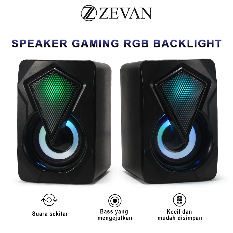 Jual ZEVAN Speaker Gaming Stereo X2 Laptop PC RGB LED BACKLIGHT Dual ...