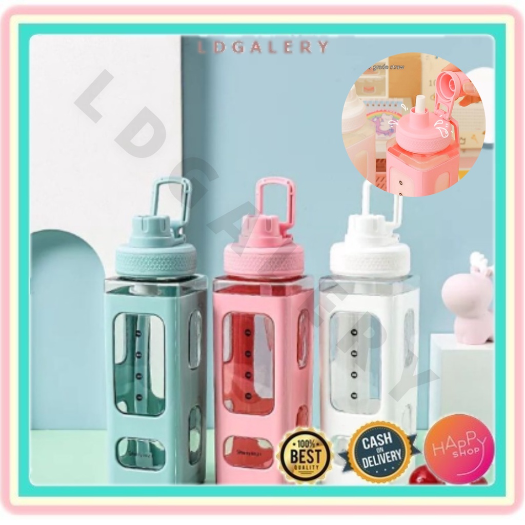 Jual LDG BM9 Botol Minum Plastik Korea Lucu Bentuk Square Botol Minum Anak Sekolah Kapasitas ...
