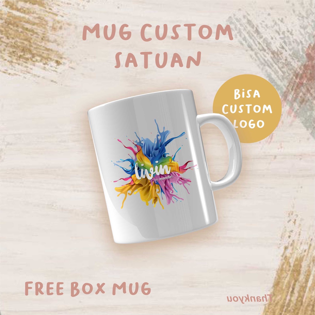 Jual MUG LOGO LIVIN MANDIRI, Mug Cutom Satuan + Free Box | Shopee Indonesia
