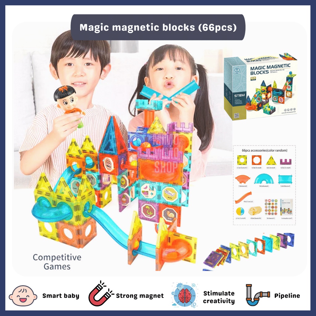 Jual MAINAN EDUKASI MAGIC MAGNETIC BLOCKS MARBLE RUN SET - MAINAN ...