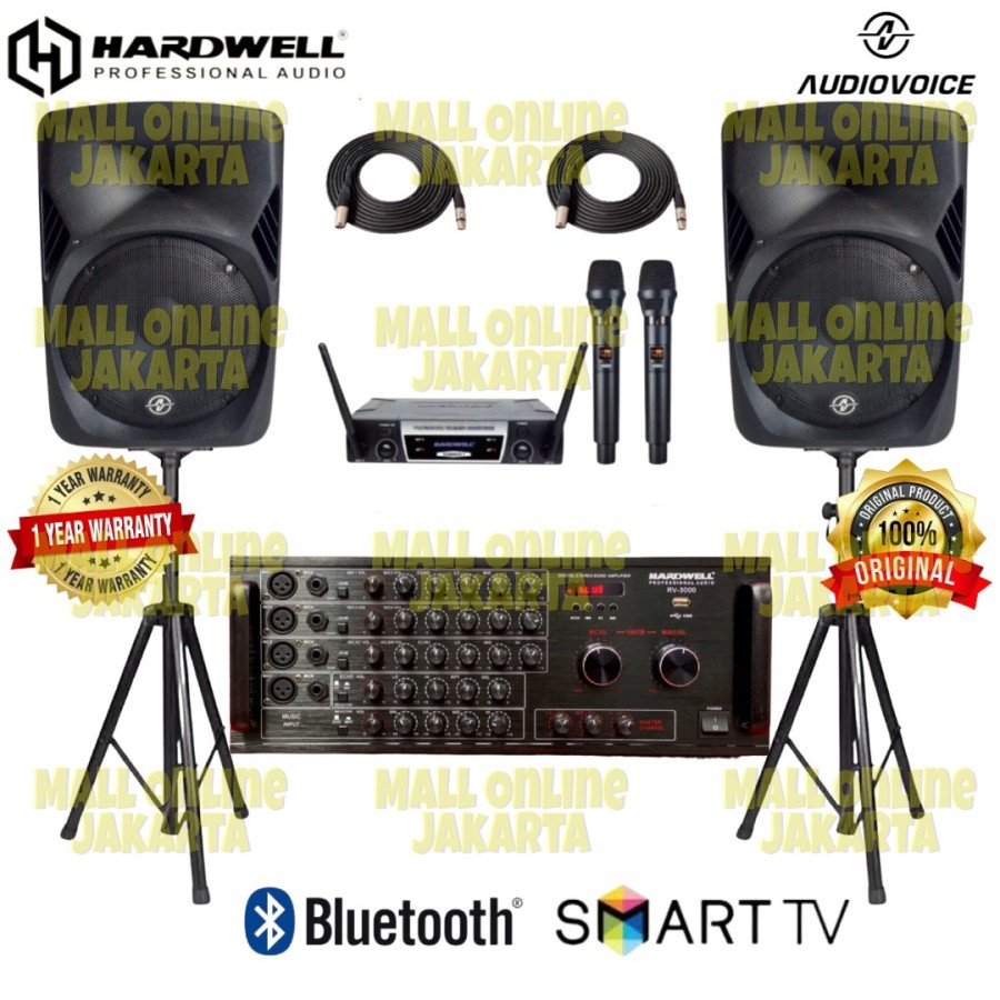 Jual Paket sound system karaoke 15 inch hardwell rv3000 dan audiovoice ...