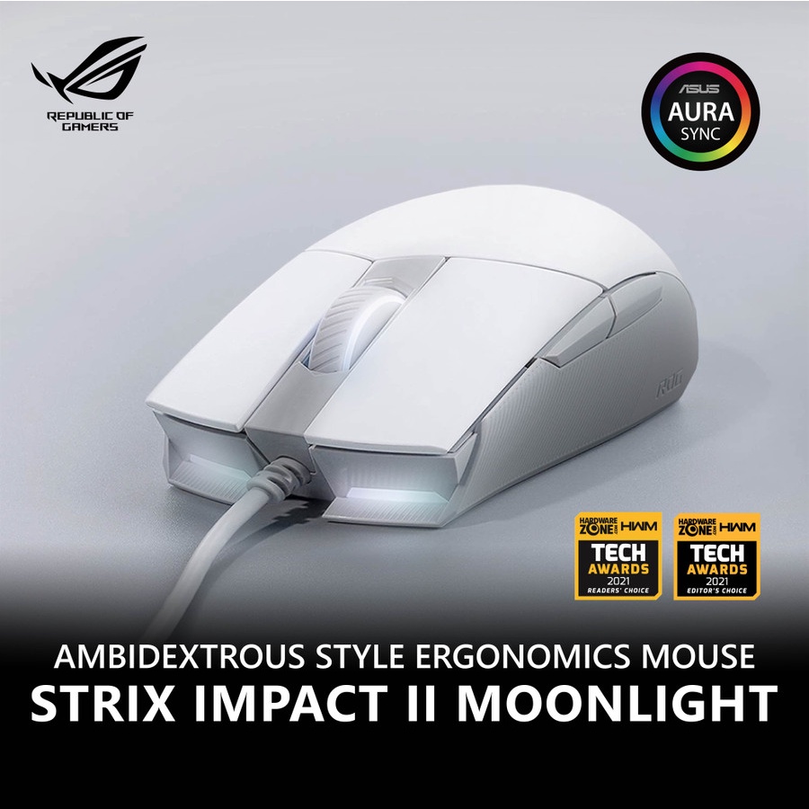 Jual Mouse Asus ROG STRIX IMPACT II MOONLIGHT WHITE | Shopee Indonesia