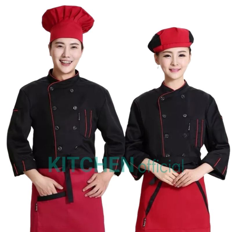 Jual KITCHEN.Official Baju Kameja Koki Chaf Seragam Masak Jacket Lengan ...