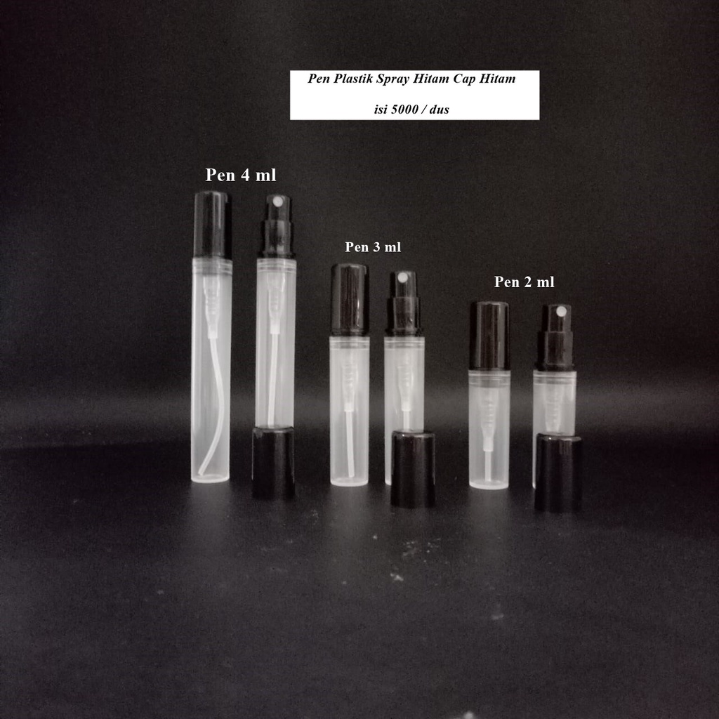 Jual Botol Parfum pen plastik clear spray hitam cap hitam 2 sampai 4ml ...