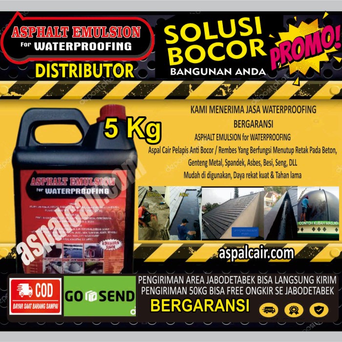 Jual Tape Sealent Aspalt Emulsion/Aspal Cair/Waterproofing/Lem Atap Dak ...