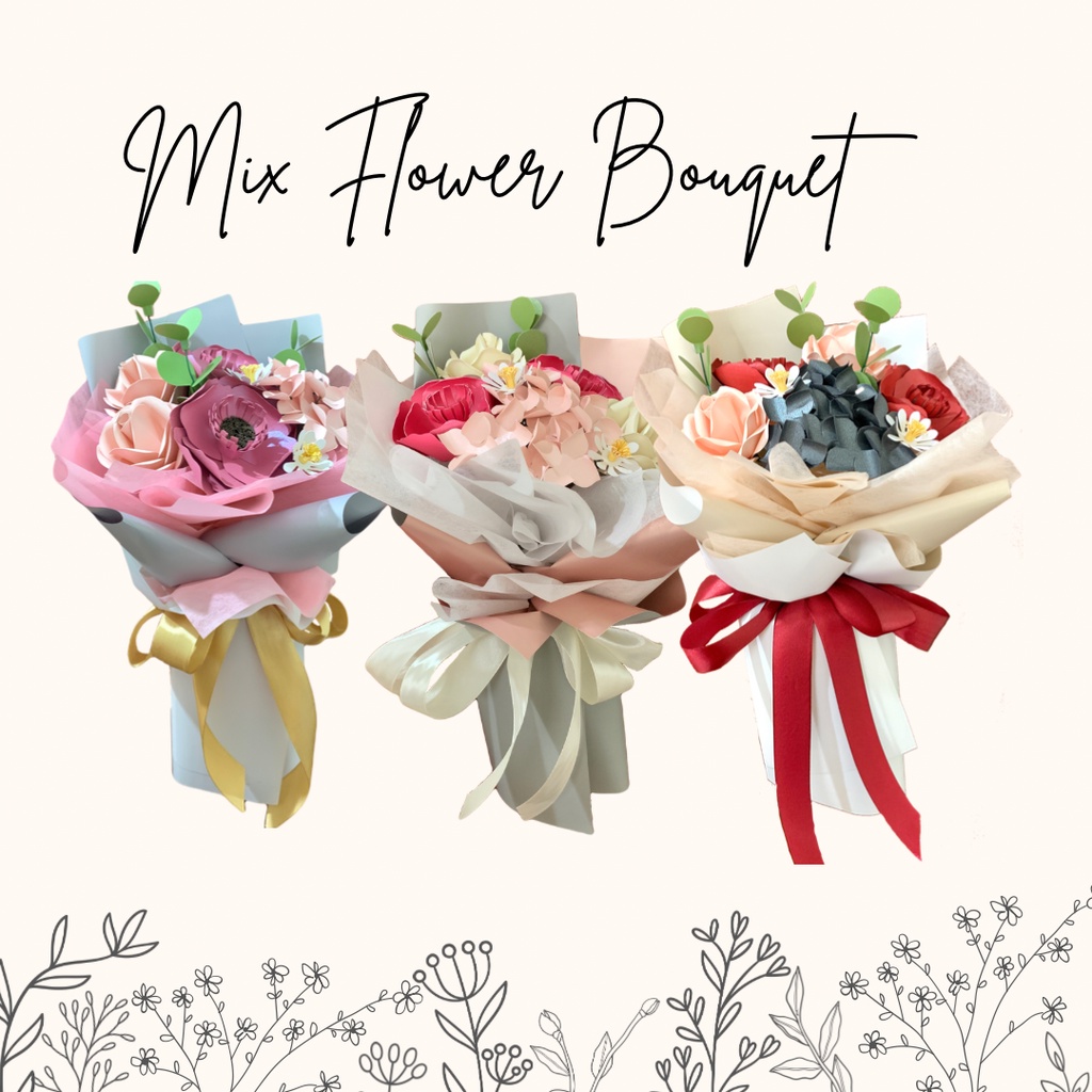Jual Mix Buket Bunga Kertas Premium/ Paper Flower Bouquet Premium ...