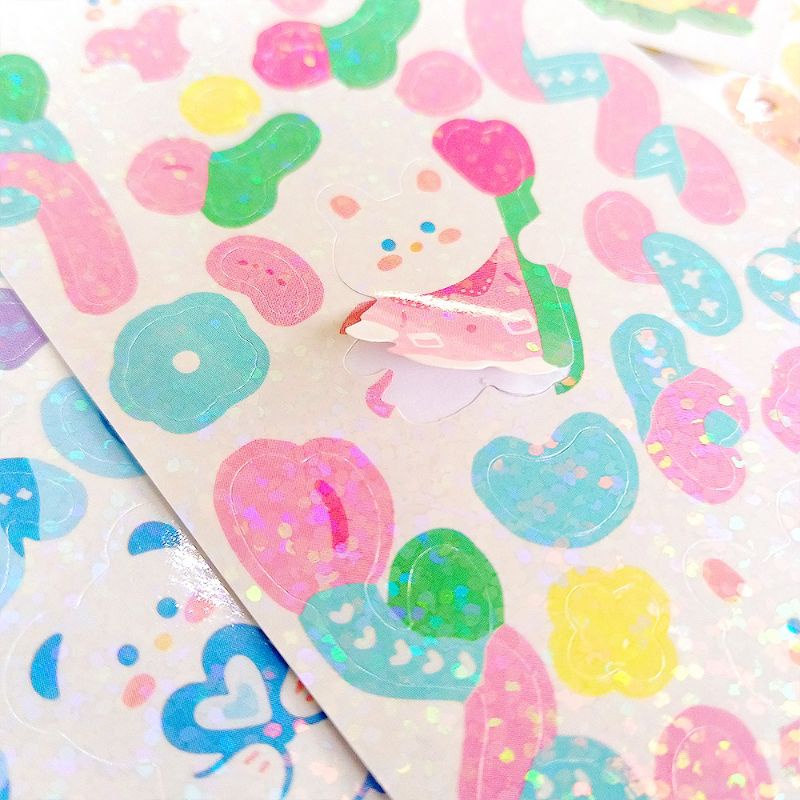 Jual sticker pita confetti untuk diy, sticker glitter, sticker pita ...