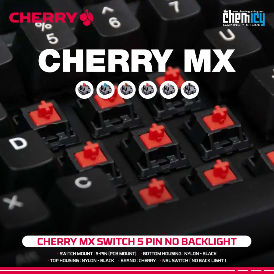 Jual Cherry MX Switch PCB Mount 5 Pin No Backlight | Shopee Indonesia