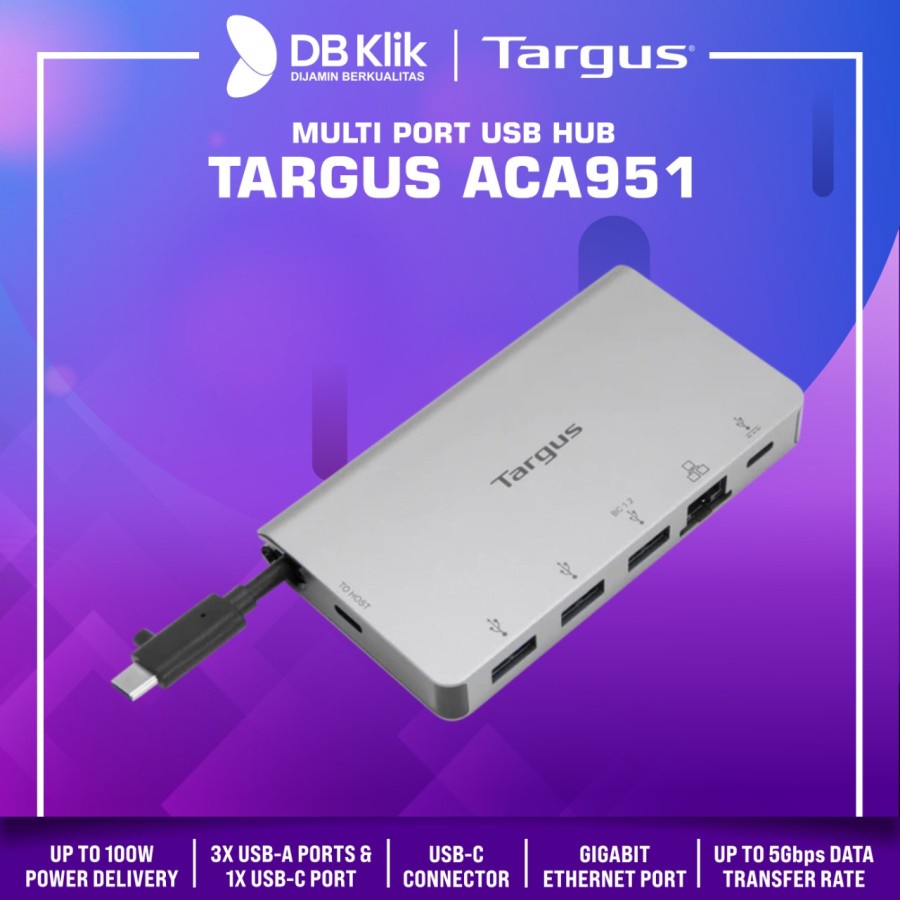 Jual Multi Port Usb Hub Targus Aca951 Usb C To 3xusb A 1xusb C Pd 100w Rj45 Shopee Indonesia