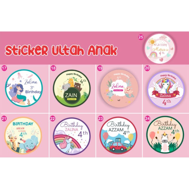 Jual Sticker Ulang Tahun Anak caracter custom free design | Shopee ...