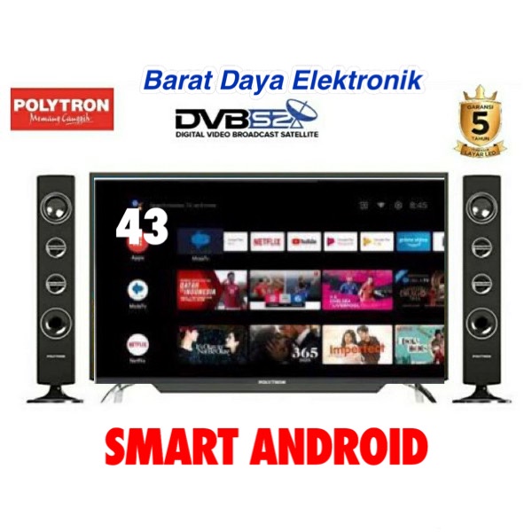 Jual Polytron LED Smart TV 43 Inch PLD 43TA5055 Android Tower Speaker | Shopee Indonesia