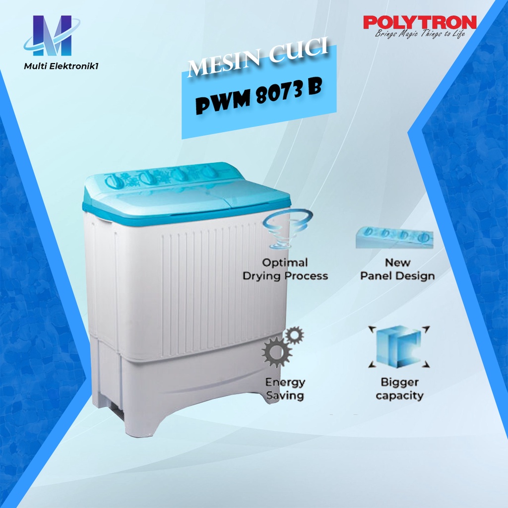 Jual Mesin Cuci 2 Tabung Polytron 8 Kg PWM 8073 Twin TUBE | Shopee ...