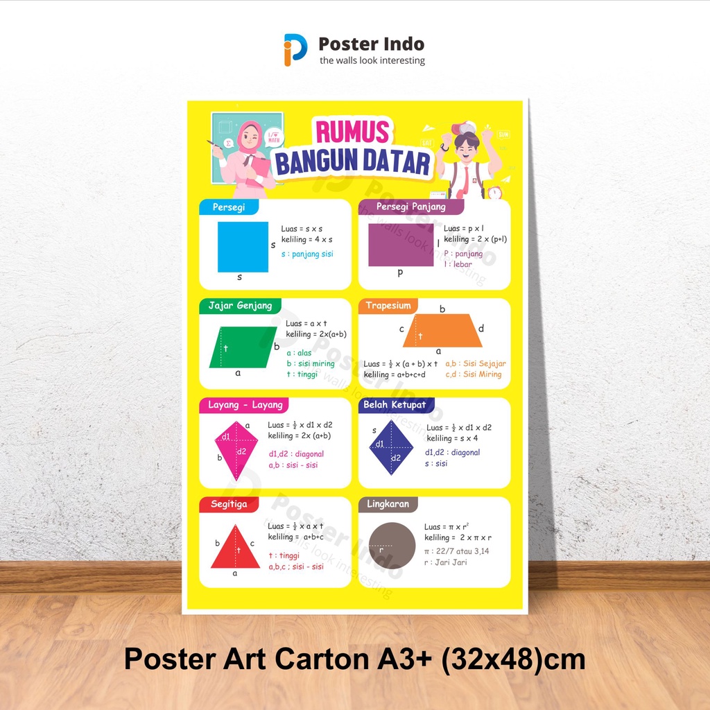 Jual Premium Poster PAJANGAN KELAS Rumus Bangun Datar | Shopee Indonesia