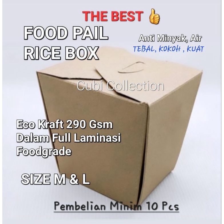 Jual FOOD PAIL KRAFT M & L / RICE BOX KRAFT / DUS NASI KRAFT | Shopee ...