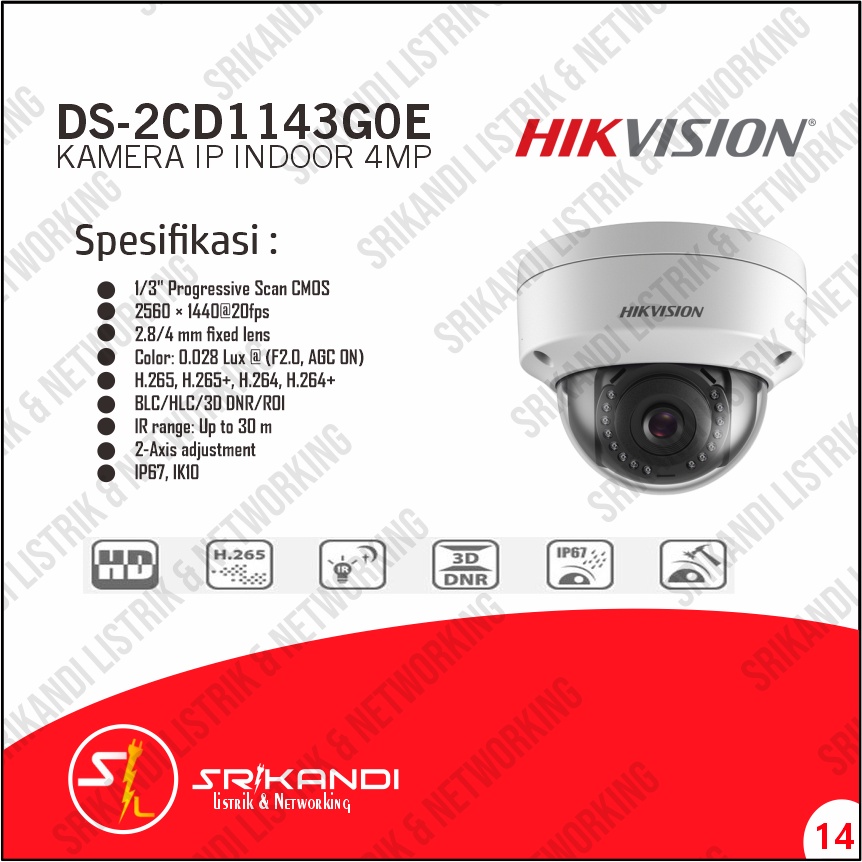 Jual Kamera CCTV Hikvision DS-2CD1143G0-I IPCAM INDOOR 4 MP | Shopee Indonesia