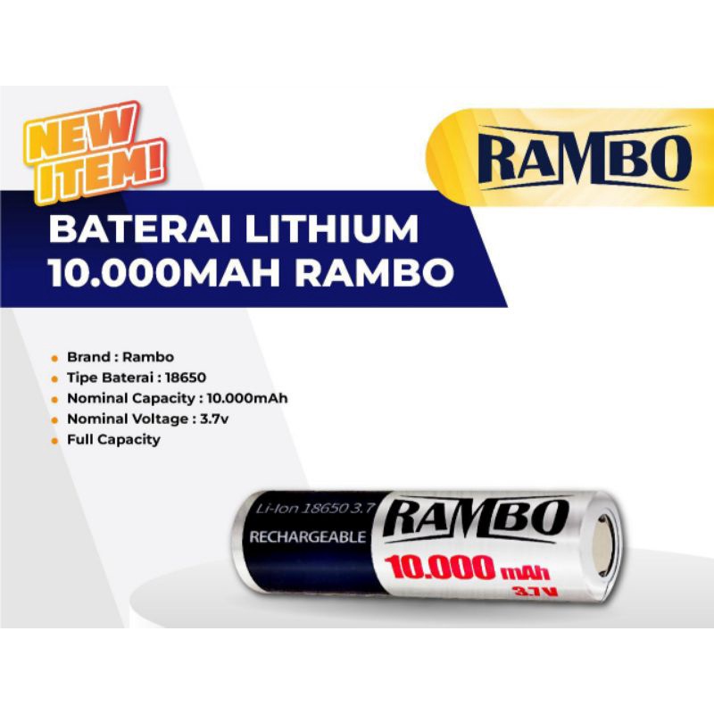 Jual BATERAI li-ion 18650 3.7 volt RAMBO 10.000 mAh rechargeable batre ...
