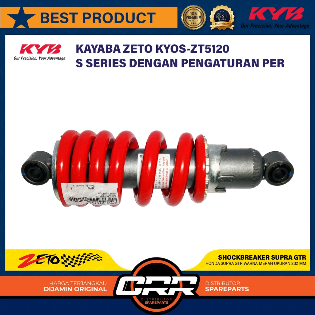 Jual Shockbreaker Sok Belakang Sokbreker Kayaba Zeto Supra GTR Tipe 5120 R S Series Merah Ukuran ...