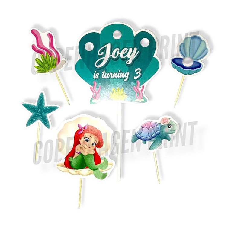 Jual Topper Kertas MERMAID Kartun Kue Ulang Tahun / Birthday Cake ...