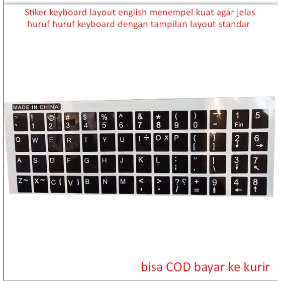 Jual Stiker keyboard layout english menempel kuat agar jelas huruf ...