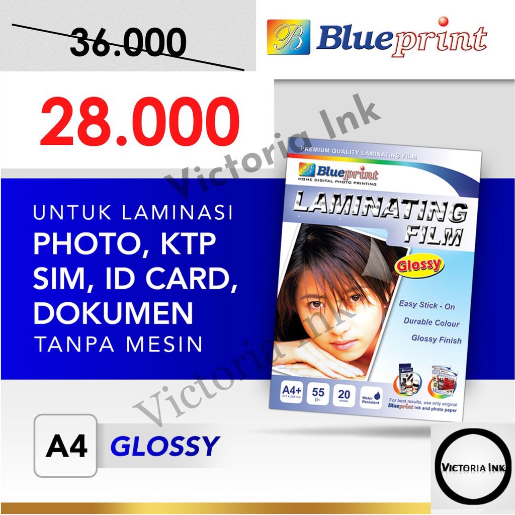 Jual Kertas Laminating Glossy Blueprint A4 // Blueprint Laminating Glossy Film A4 // Kertas ...