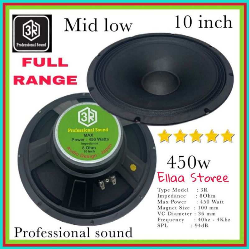 Jual Speaker Component 3R 10 Inch Full Range 450 Watt Black Series Original | Shopee Indonesia