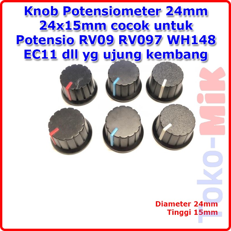Jual Knob Potensiometer Tutup Potensio Kenob Kenop Knop 24x15mm 24mm | Shopee Indonesia