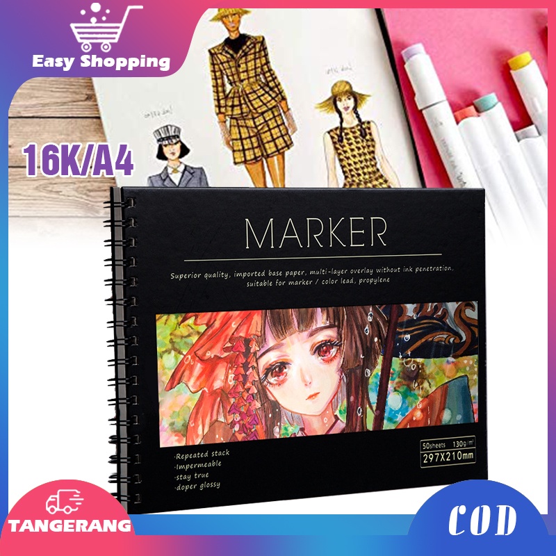 Jual 50 Sheets Marker Pad No Penetration Paper A4 Hardcover Sketchbook ...