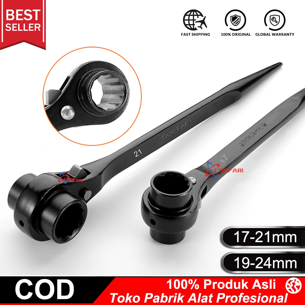 Jual Kunci Ratchet Scaffolding Kunci Ring Ganda COOFARI komplit semua ...