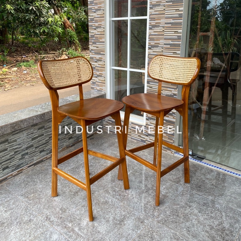 Jual Kursi Bar Kacang Model Terbaru - Kursi Bar Retro Scandinavian Rotan - Kursi Makan Bar Cafe ...