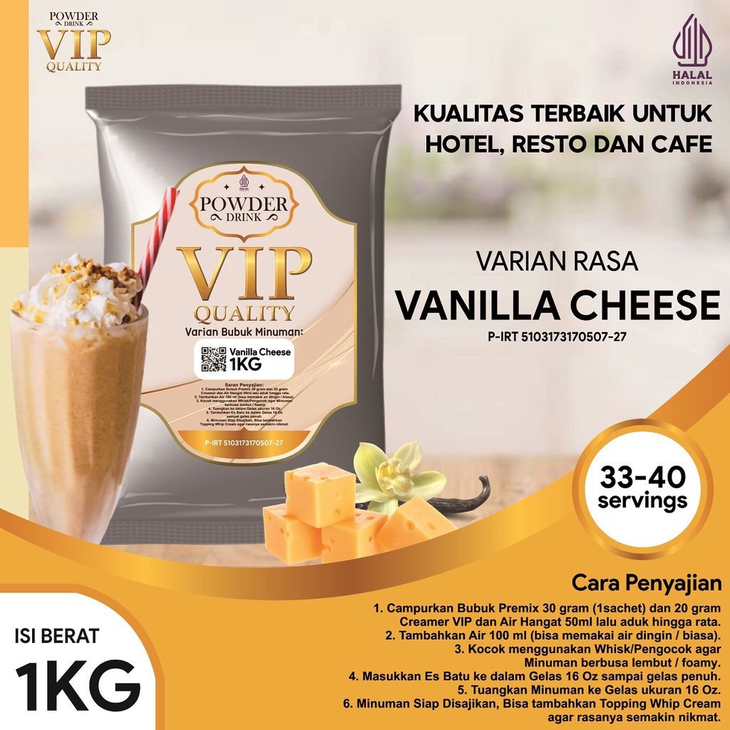 Jual Bubuk Minuman Kualitas VIP Rasa Vanilla Cheese 1 Kg Vanila Keju ...