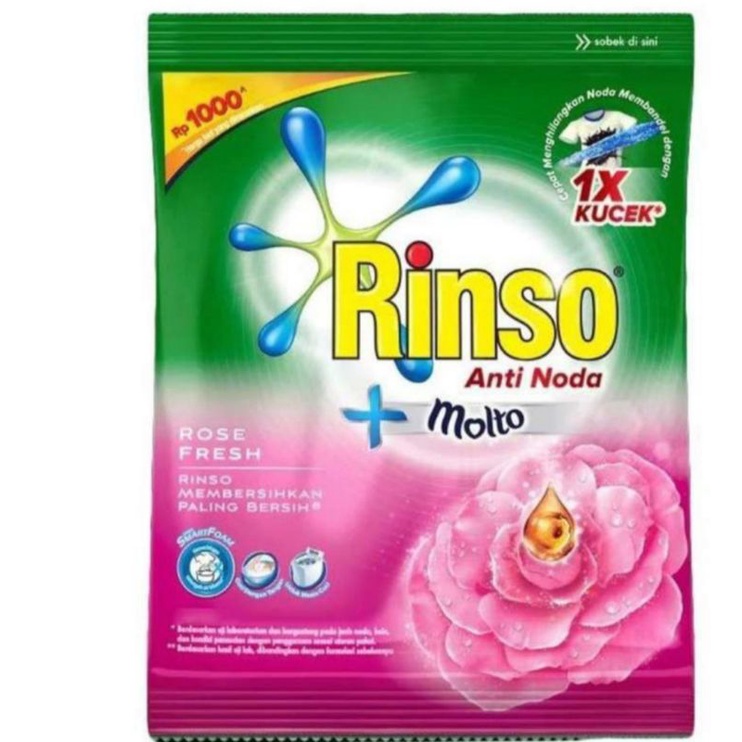 Jual Rinso Rose Fresh+Molto 38 gram(Per dus isi 126 sachet) | Shopee ...