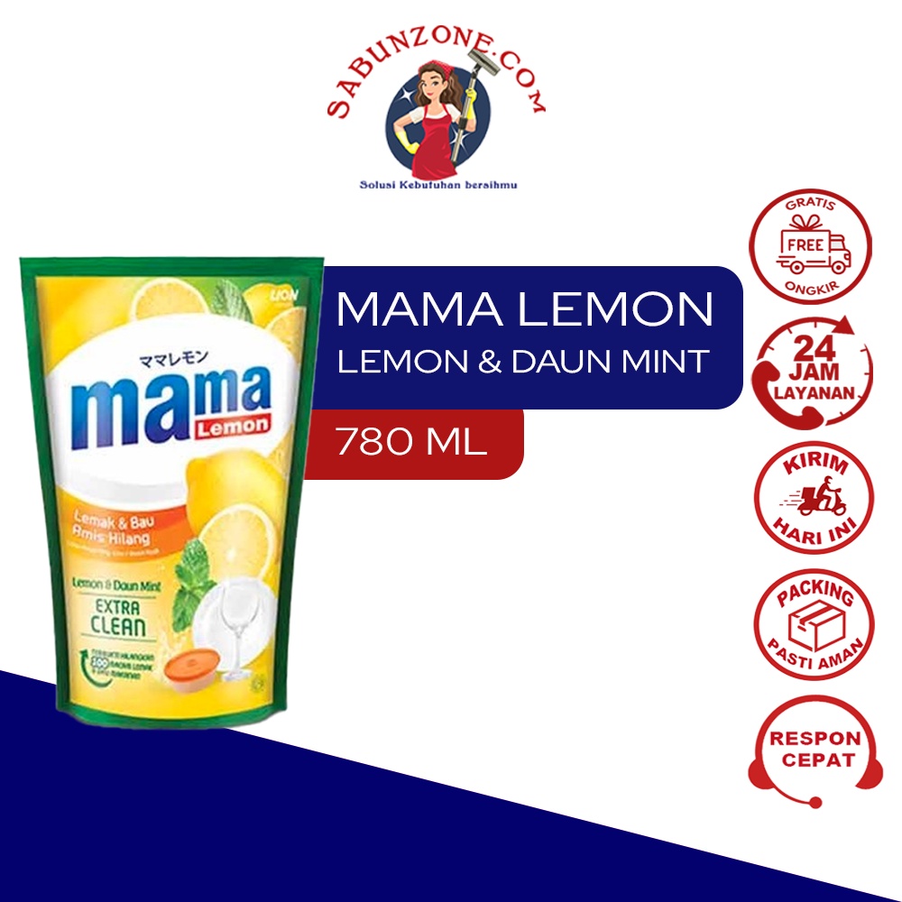 Jual Mama Lemon Refill Extra Clean Lemon & Daun Mint 680 / 780 ml ...