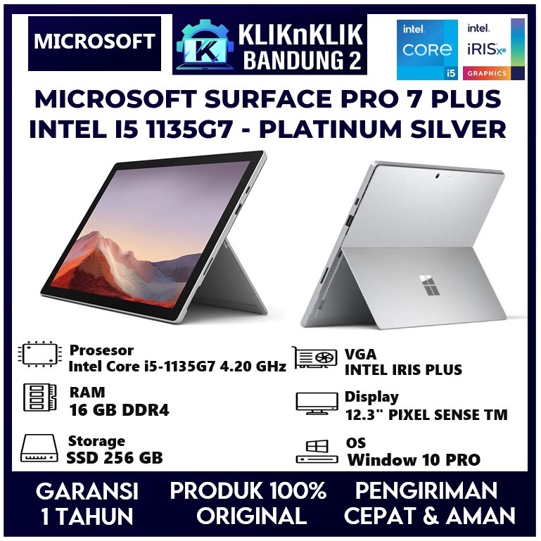 Jual LAPTOP TOUCHSCREEN MICROSOFT SURFACE PRO 7 PLUS INTEL I5 1135G7 RAM 16GB SSD 256 SILVER ...
