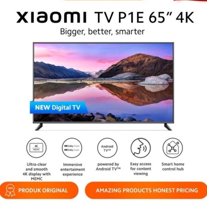 Jual XIAOMI TV P1E 65 INCH SMART ANDROID UHD 4K L65M7-7AID | Shopee Indonesia