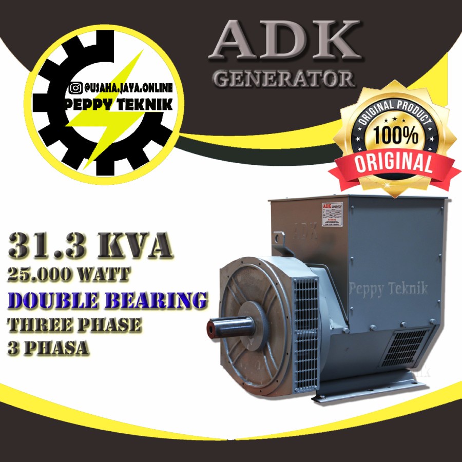 Jual ADK Generator 31.3 KVA 25.000 Watt Double Bearing, Dinamo Genset ...