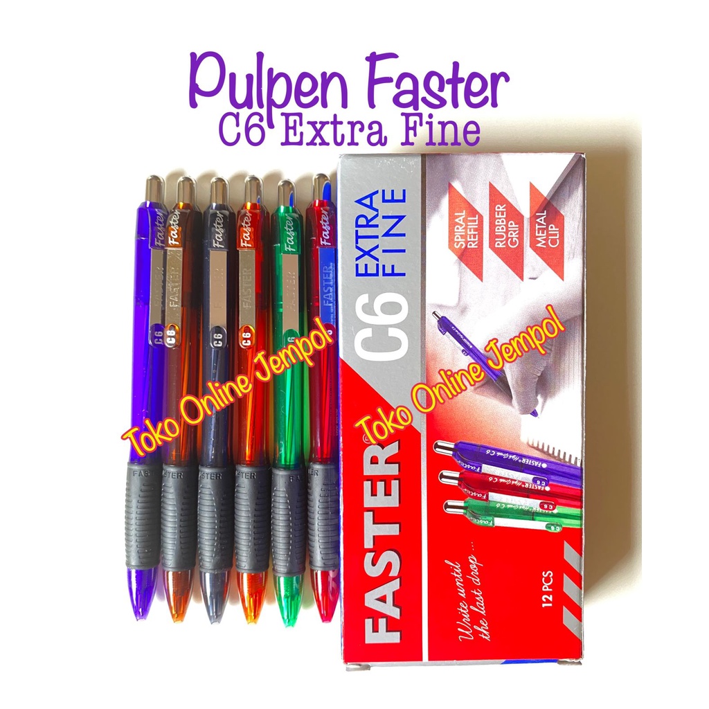 Jual 12pcs Pulpen FASTER bulpoin C6 pena ballpoin balpen polpen ball ...