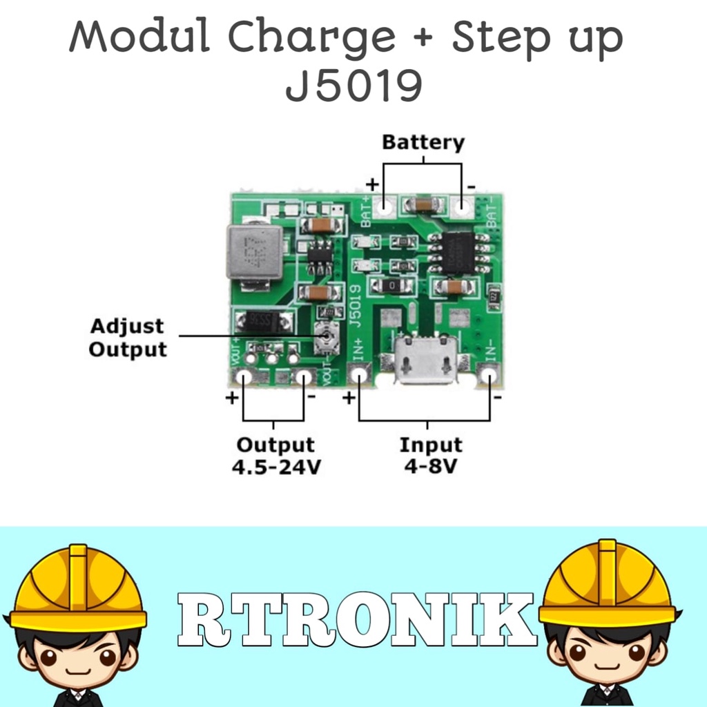 Jual A119 J5019 Modul 2in1 Charger + Step Up Adjustable Baterai 18650 ...