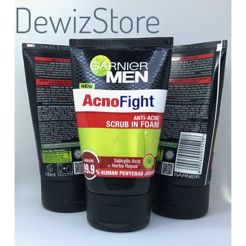 Jual GARNIER Acno Fight Anti-Acne Scrub In Foam Facial Cleanser - 100ml ...