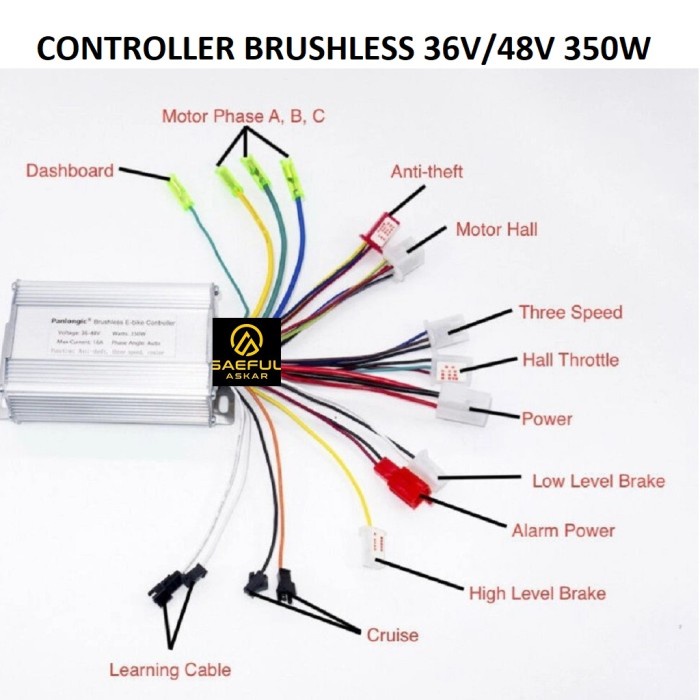 Jual controller bldc brushless selis sepeda listrik 36/48v 350w ...