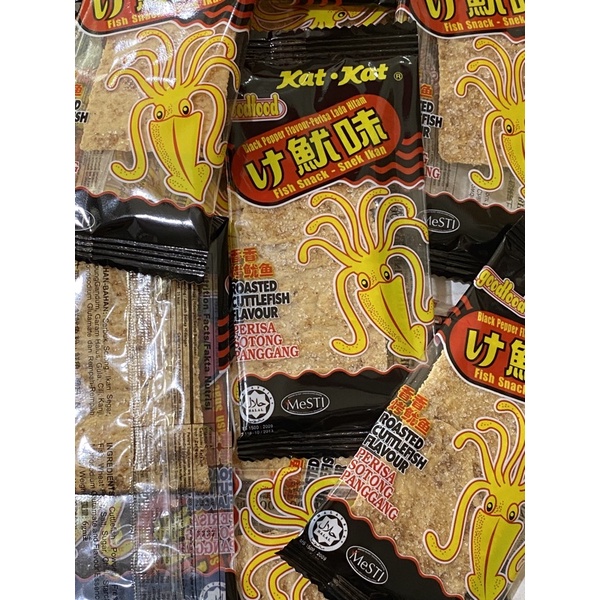 Jual Snack kat kat sotong panggang rasa lada hitam 1pcs kecil | Shopee ...