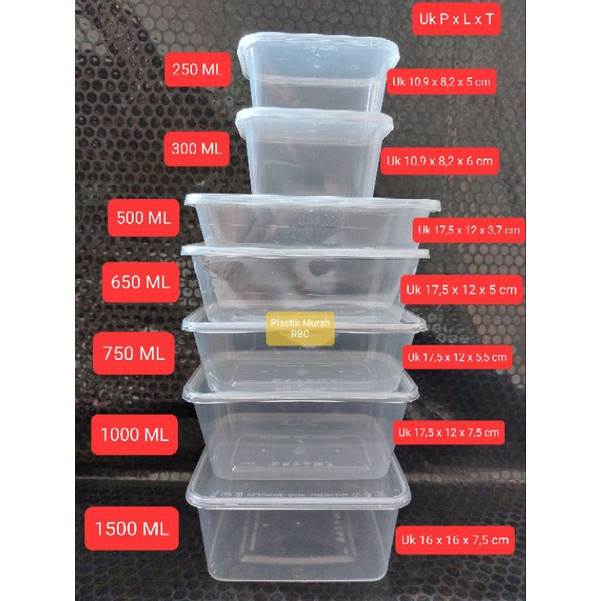 Jual ECER, (pembelian 10 Pcs) Thinwall RECTANGLE 250 ml, 300 ml 500ml, 650 ml, 750 ml, 1000 ml ...