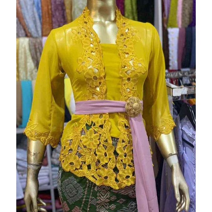 Jual kebaya bordir kuning sandat | Shopee Indonesia
