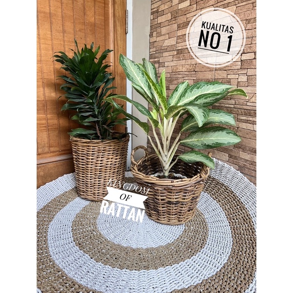 Jual cover pot rotan alami aesthetic kualitas Export/cover pot murah ...