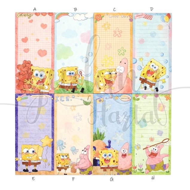 Jual Memo Spongebob Memopad Motif Karakter Film Kartun Laut Animasi DIY ...