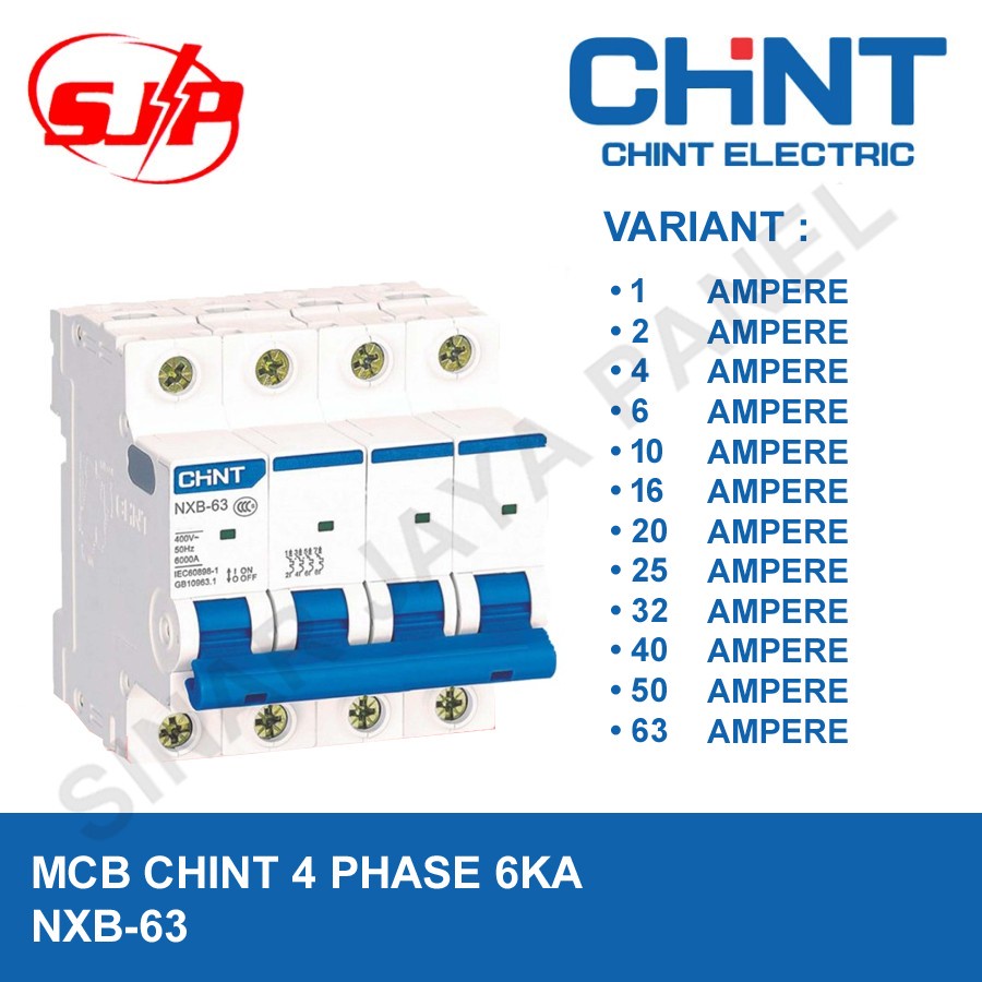 Jual MCB CHINT NXB-63 4P 6kA 1A 2A 4A 6A 10A 16A 20A 25A 32A 40A 50A 63A ORIGINAL | Shopee Indonesia