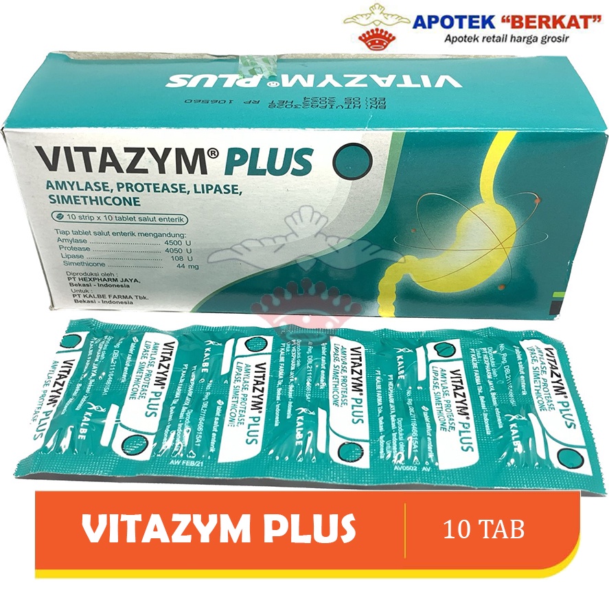 Jual Vitazym Plus Obat Enzim Untuk Pencernaan | Perut Kembung 1 Strip ...