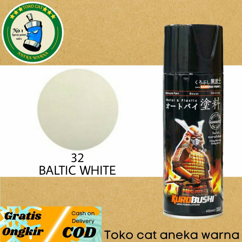 Jual SAMURAI PAINT 32 BALTIC WHITE PUTIH TULANG 400ml pilox pilok cat semprot spray paint untuk ...