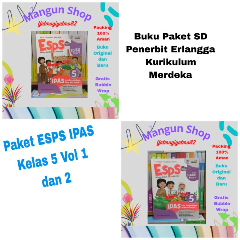 Jual BUKU PAKET ESPS IPAS Kelas 5 SD Vol 1 dan 2 Kurikulum Merdeka Erlangga | Shopee Indonesia