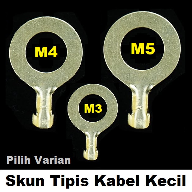 Jual Ring Skun Tipis Socket Terminal Soket Bulat Kabel Kecil Baut M3 M4 ...